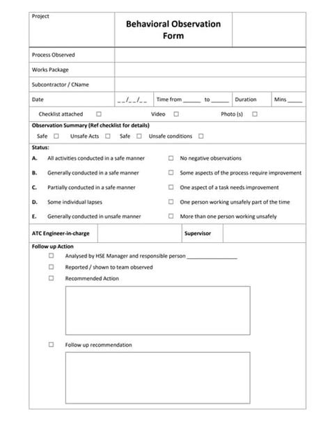 Behavioral Observation Form Hseq Bo Rev0docx