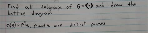 Solved Find All Subgroups Of G And Draw The Lattice