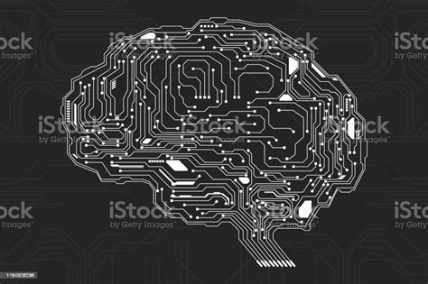 Brain Futuristic Element Circuit Board With Encoder And Decoder Binary