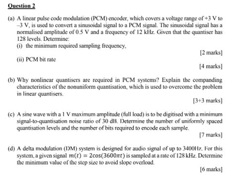 solved question 2 a a linear pulse code modulation pcm