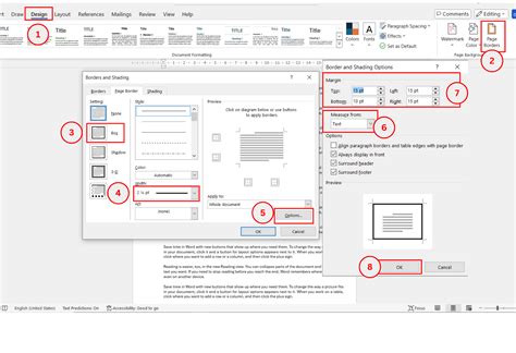 how to shift page border to allow for binding in microsoft word step
