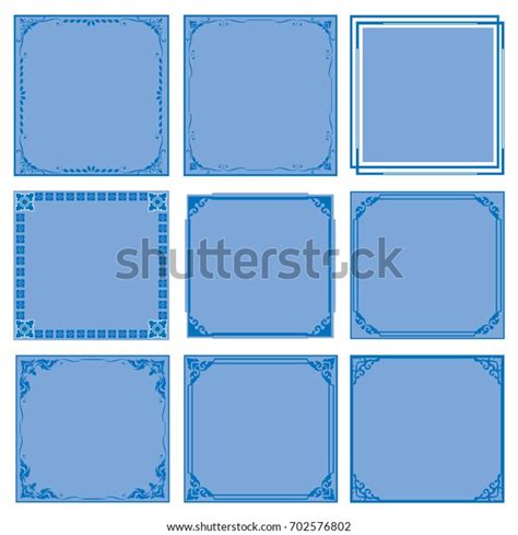 Set Decorative Frames Borders Square Thai Stock Vector Royalty Free 702576802 Shutterstock