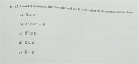 solved 2 5 ﻿marks ﻿assuming that the universal set u z