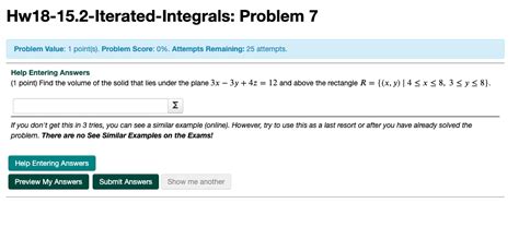 Solved Hw18 152 Iterated Integrals Problem 7 Problem