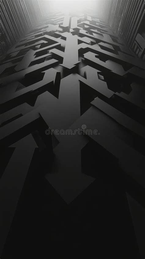 Abstract Black And White Geometric Arrows Creating A Futuristic And Dynamic Visual Pattern Stock