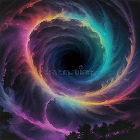 Swirling Vortex Of Colorful Nebula Clouds And Stars Creating A Cosmic