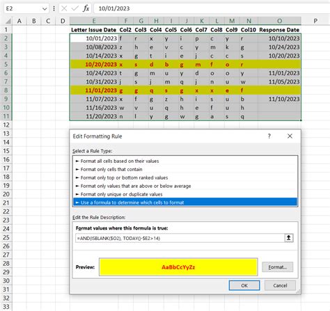 Conditional Format 14 Days From Date And If Cell In Another Column