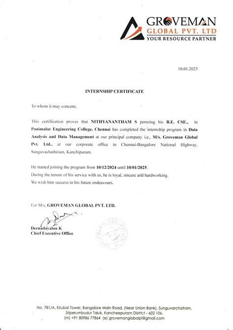 Nithyanandham S On Linkedin Dataanalysis Internship Learning Growth