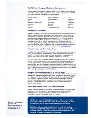 Interteks Etl Certification PDF