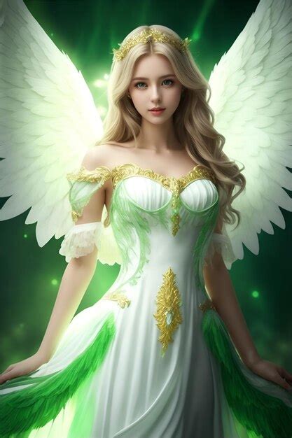 Premium Photo A Pretty Angel In A Green Dress Premium Photo A Pretty Angel In A Green Dress