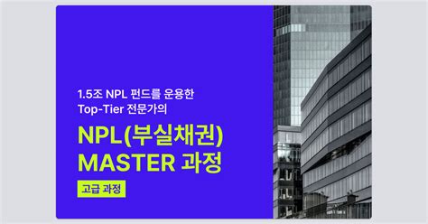 1 5조 Npl 펀드를 운용한 Top Tier 전문가의 Npl 부실채권 Master 과정 러닝스푼즈