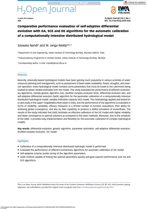 Pdf Comparative Performance Evaluation Of Self Adaptive Differential Evolution With Ga Sce