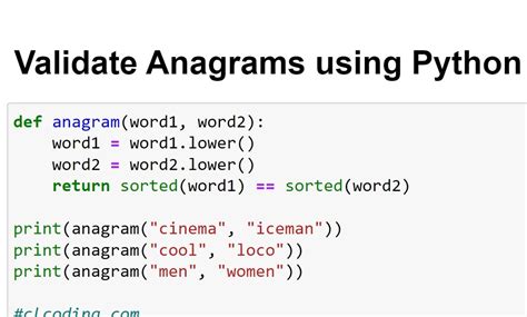 Day 24 Validate Anagrams Using Python ~ Computer Languages Clcoding
