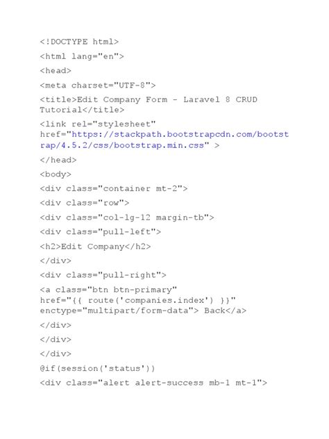 Updating Company Information In A Laravel Application Pdf