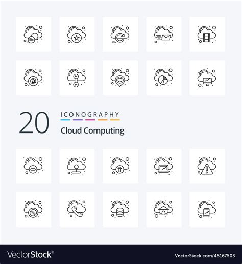 20 Cloud Computing Line Icon Pack Like Error Vector Image
