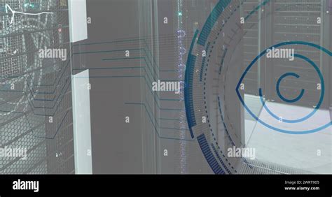 Image Of Eye Retina Round Scanner And Microprocessor Connections