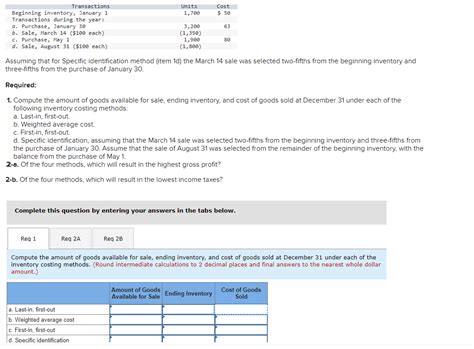 Solved Assuming that for Specific identification method | Chegg.com