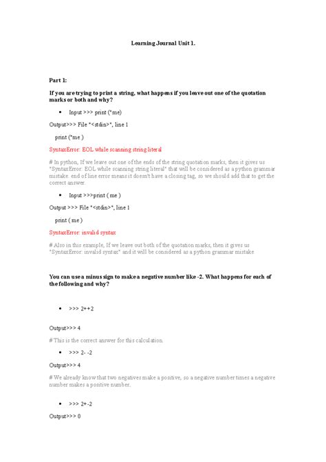 Cs 1101 Learning Journal Unit 1 Cs 1101 Learning Journal Unit 1 Learning Journal Unit 1 Part
