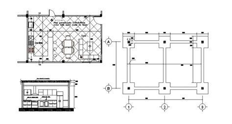 Dining Area With Kitchen Detail 2d View Layout File In Autocad Format