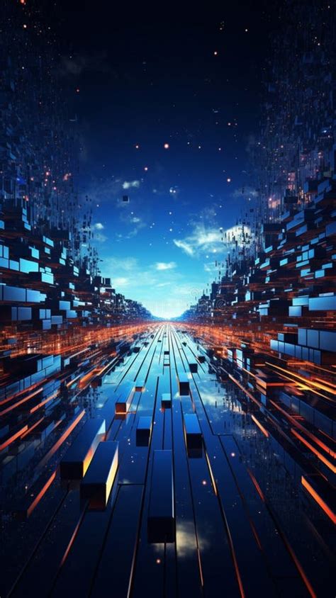 Dynamic Data Flow 3d Stream Art Merges Cyberpunk Blockchain Cybersecurity In Abstract Stock