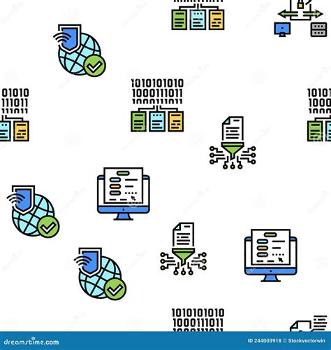 Ssh Sftp File Transfer Protocol Icons Set Vector Stock Vector Illustration Of Illustrations