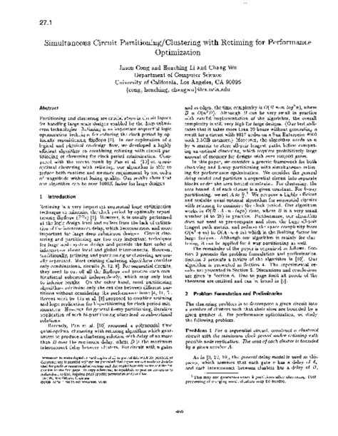 Pdf Simultaneous Circuit Partitioningclustering With Retiming For