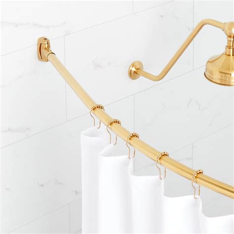 60 Curved Solid Brass Shower Rod Brushed Gold Signature Hardware