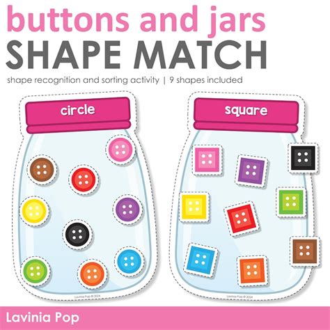 Buttons And Jars Shape Match Fun Shape Recognition And Sorting Game Etsy