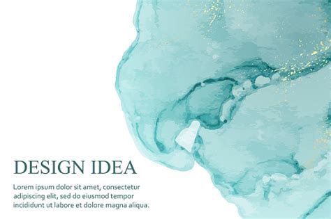 추상적인 청록색 잉크 파와 흰색에 황금 빛이 있는 수채화 배경 수채화에 대한 스톡 벡터 아트 및 기타 이미지 수채화 추상적인 금 금속 Istock