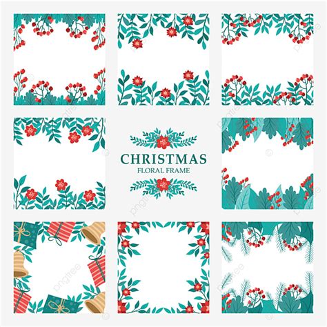 크리스마스 꽃 프레임 컬렉션 흰색 배경에 고립 화환 공 축하합니다 Png 일러스트 및 벡터 에 대한 무료 다운로드 Pngtree