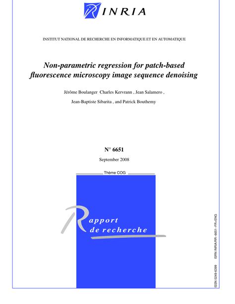 Full Article Non Parametric Regression For Patch Based Fluorescence
