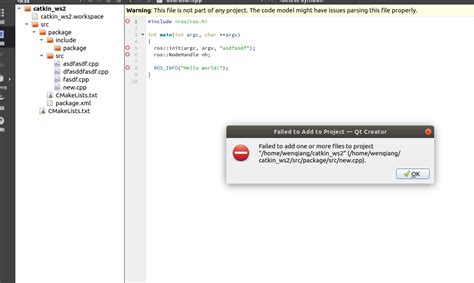 Failed To Add To The Project QT Creator Issue Ros Industrial Ros Qtc Plugin GitHub