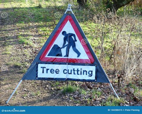 Tree Cutting Sign On Chorleywood Common Stock Image Image Of Lumber Cutting