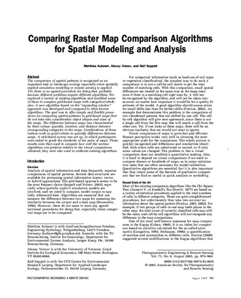 Pdf Comparing Raster Map Comparison Algorithms For Spatial Modeling