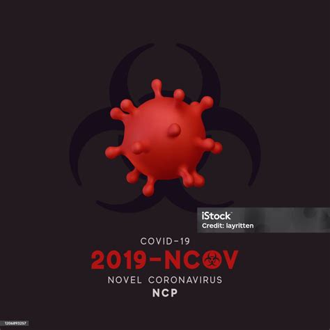 소설 코로나 바이러스 바이러스 코비드 19ncp 코로나바이러스 Ncov는 단일 가닥 Rna 바이러스로 표시된다 사실적인 3d 적혈구 세포와 배경 위험 기호 벡터 그림 0명에