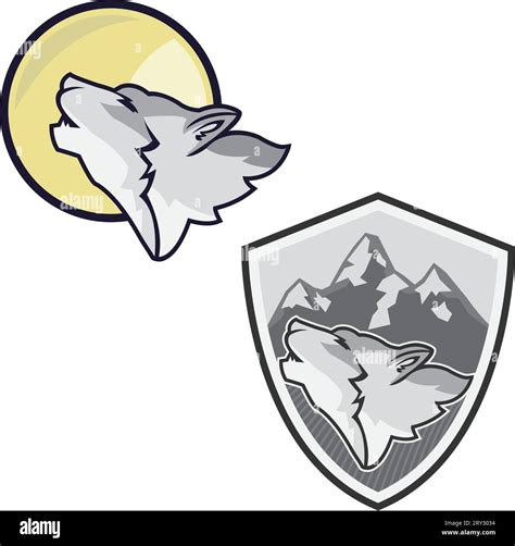 Howling Wolf Head Emblems Stock Vector Image And Art Alamy