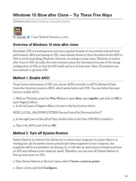 Windows 10 Slow After Clone Try These Five Ways Pdf Solid State