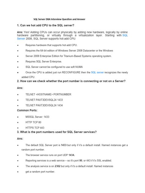 Sql Server Dba Interview Questions And Answers Pdf Microsoft Sql