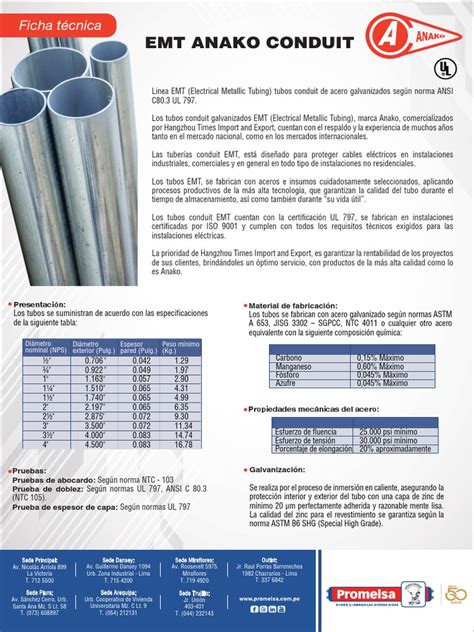 Tuberia Conduit Emt Pdf Acero Rieles