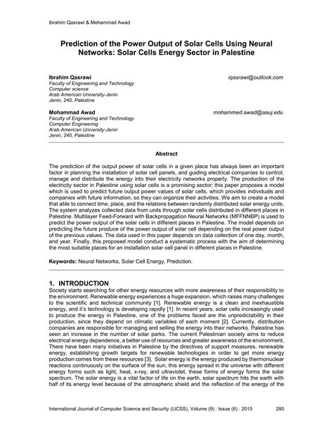Prediction Of The Power Output Of Solar Cells Using Neural Networks