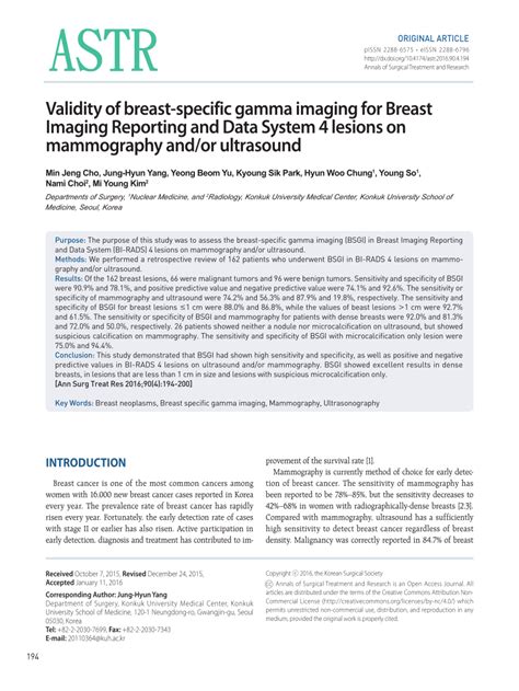 Pdf Validity Of Breast Specific Gamma Imaging For Breast Imaging