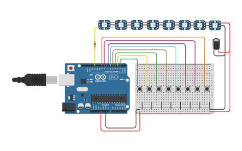 Circuit Design Controle 8 Led 8 Boutons Led Neo Tinkercad