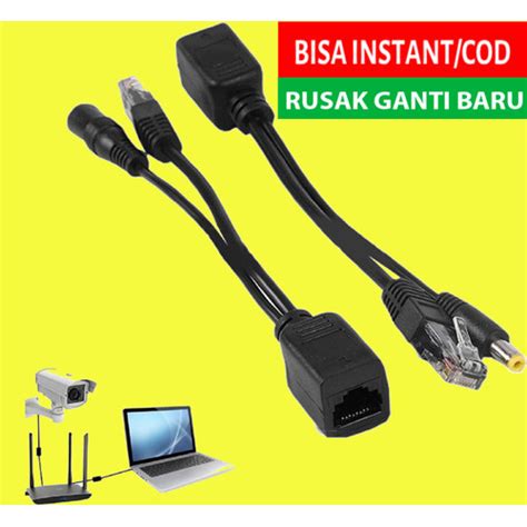 Jual Passive PoE Power Over Ethernet Cable With Male Female Power Plug Jakarta Barat Mania