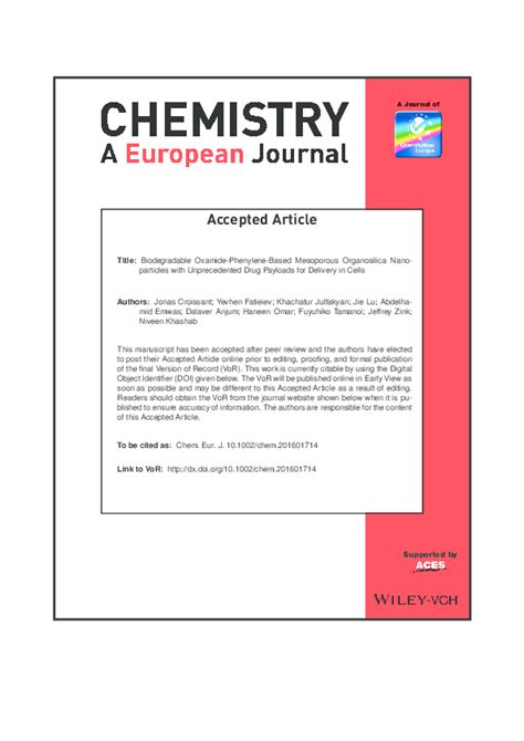 Pdf Biodegradable Oxamide Phenylene Based Mesoporous Organosilica Nano Particles With
