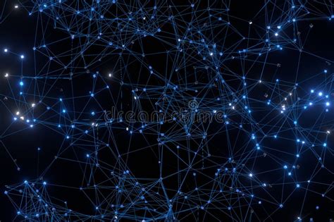 3d Render Loop Abstract Technology Plexus Connection Dot On Black Background Stock Illustration