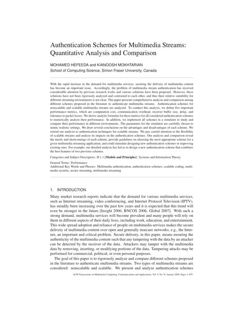 pdf authentication schemes for multimedia streams quantitative