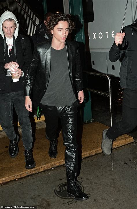 Timothee Chalamet Sports All Leather Ensemble While Filming In Subway Station With Martin