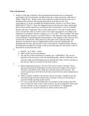 Experiment Post Lab Questions Post Lab Questions Analysis Of The Data Collected In This