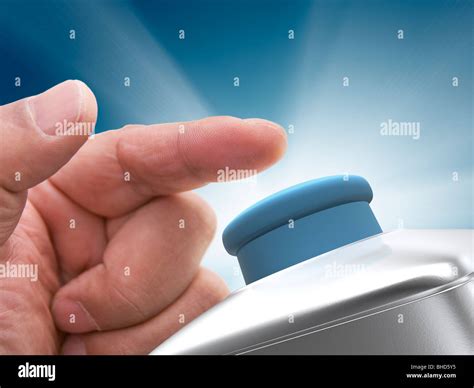 Man Pressing A Button Stock Photo Alamy