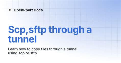 Scpsftp Through A Tunnel Openrport Docs